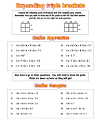 Expanding triple brackets worksheet | Teaching Resources