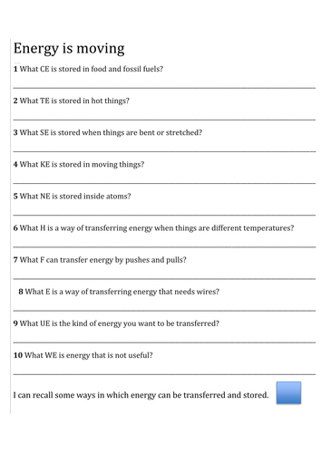 Junior science energy lesson 1 - energy transfer | Teaching Resources