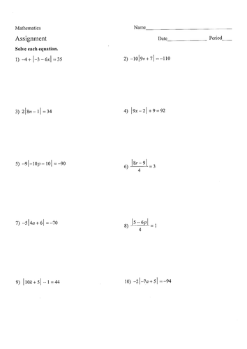 Modulus Equations | Teaching Resources