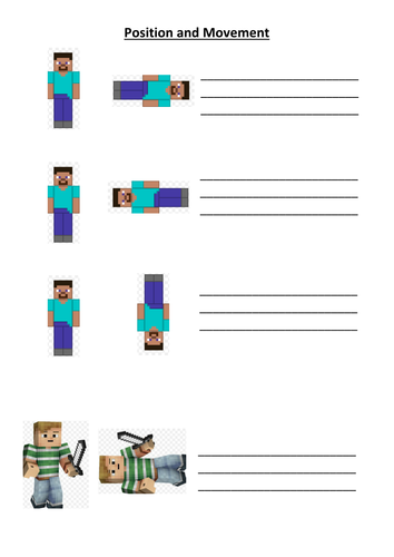 minecraft position and movement worksheet Key stage 1/2 KS1 KS2 mastery ...