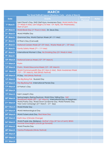 TES Authors: TES Calendar and Planner | Teaching Resources