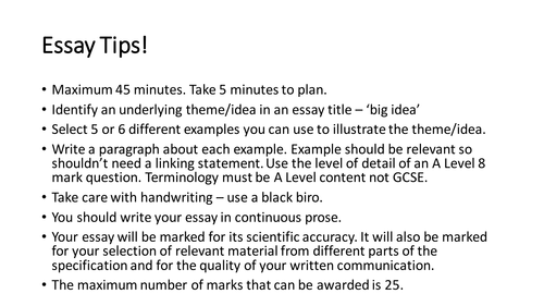 AQA A Level Biology Paper 3 Essay Tips and Activity | Teaching Resources AQA A Level Biology Paper 3 Essay Tips and Activity | Teaching Resources