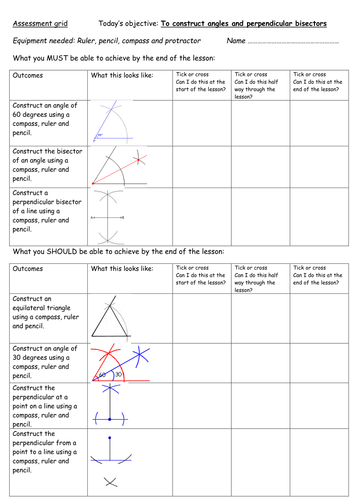 Construction angles and perpendicular bisectors lesson observation ...