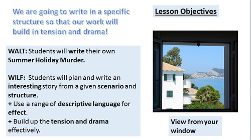 The Summer Holiday Murders - Creative Writing | Teaching Resources