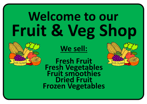 FRUIT & VEG ROLE PLAY SHOP TEACHING RESOURCES EYFS KS1 FOOD HEALTHY ...