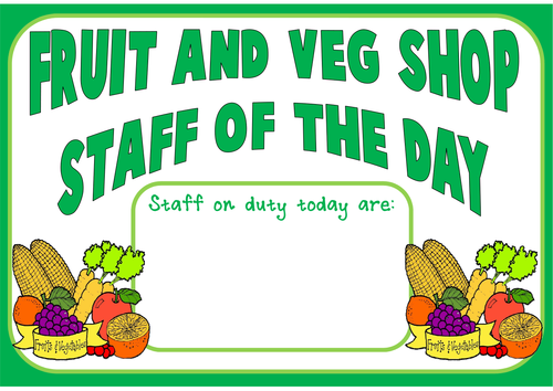 FRUIT & VEG ROLE PLAY SHOP TEACHING RESOURCES EYFS KS1 FOOD HEALTHY ...