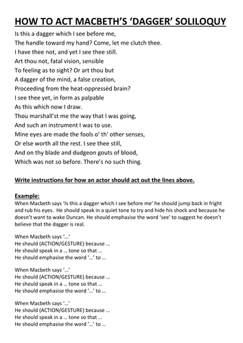 Macbeth Act 2 Scene 1 Is This A Dagger Soliloquy Worksheets For