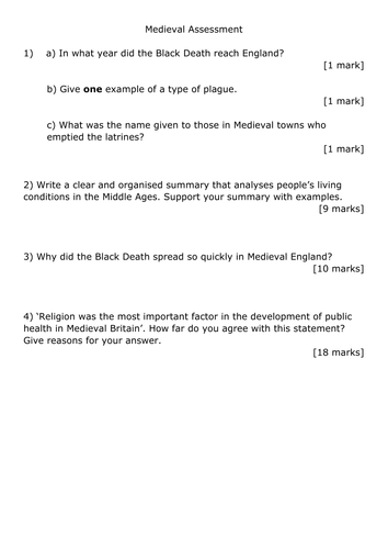 NEW OCR Medieval The People's Health Unit | Teaching Resources