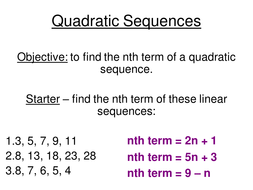 Quadratic Sequences | Teaching Resources