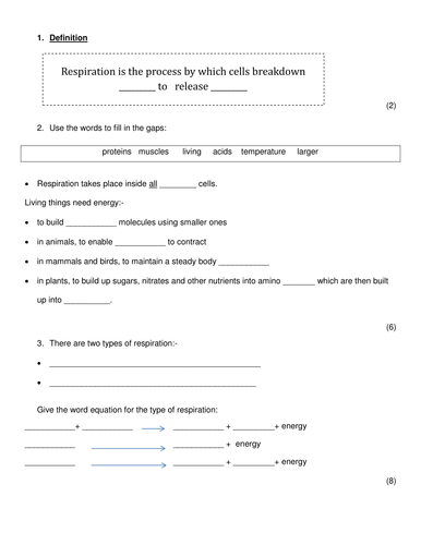 Aqa Combined Science Trilogy 4 4 Bioenergetics Teaching Resources