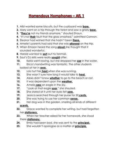 Horrendous Homophones! (Double Lesson) | Teaching Resources