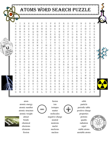 Atoms Word Search Puzzle AND Definitions Match | Teaching Resources