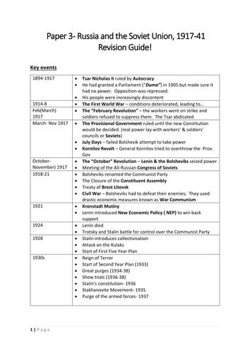 NEW HISTORY GCSE Revision Guide, Paper 3- Russia 1917-41 (Edexcel 2017 ...