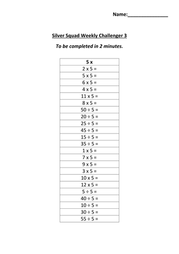 5 x tables worksheets | Teaching Resources