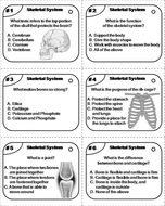 Bones and the Skeletal System Task Cards | Teaching Resources
