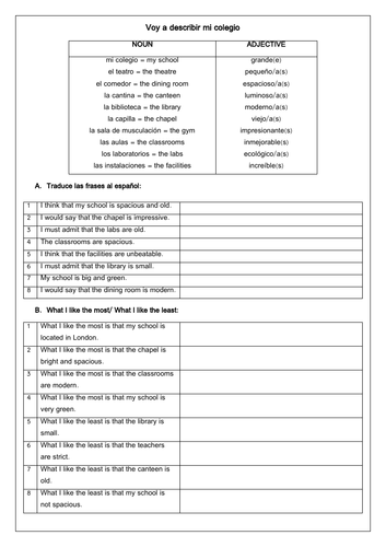 Spanish Describing my school resources (Mi colegio) | Teaching Resources