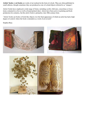 Artist/Altered Book Intro and starter | Teaching Resources