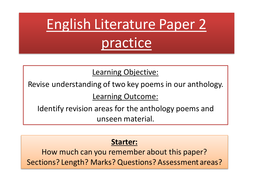 OCR English Literature Paper 2 practice - Poetry | Teaching Resources