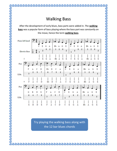 Blues performance worksheets and cover lesson | Teaching Resources