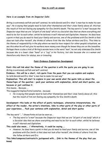 An Inspector Calls GCSE Exam Process With Practice Questions | Teaching ...