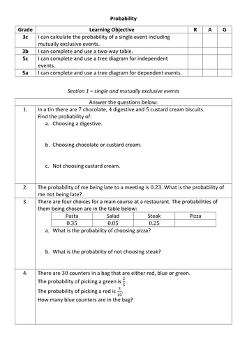 Levelled/Graded Worksheets - Data - Editable | Teaching Resources