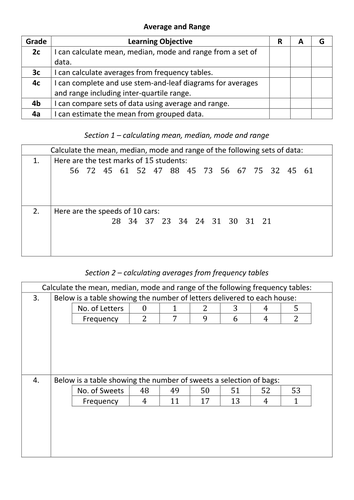 Levelled/Graded Worksheets - Data - Editable | Teaching Resources