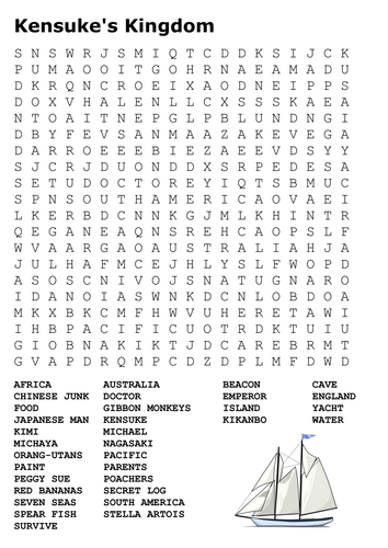 Kensuke's Kingdom Word Search | Teaching Resources