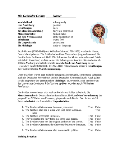 The Brothers Grimm German Biography ~ Die Brüder Grimm Lesung ...