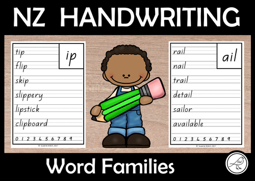 New Zealand Handwriting Copy Cards – word families | Teaching Resources