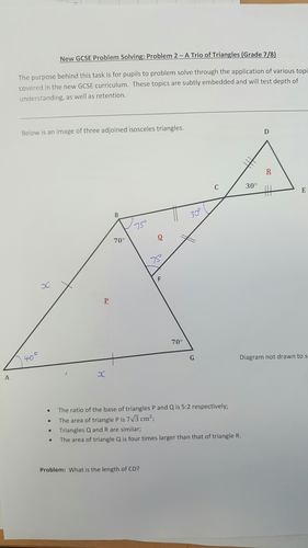 New GCSE Problem Solving: Problem 2 - A Trio of Triangles (Grade 7/8 ...