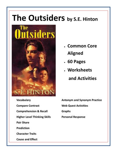 The Outsiders by SE Hinton 62 Common Core Aligned worksheets and ...
