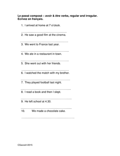 The Perfect Tense (le passé composé) - avoir & etre verbs - A Complete ...