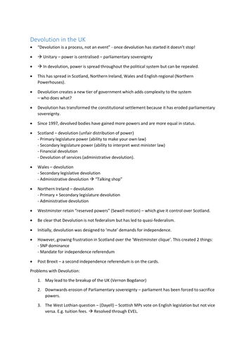 Devolution in the UK (LESSON NOTES) | Teaching Resources