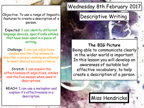 Descriptive Writing - Describing a Person | Teaching Resources