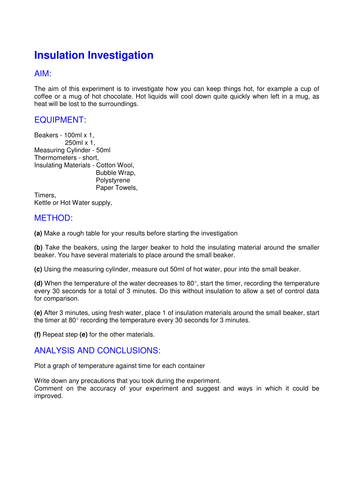 Insulation | Teaching Resources