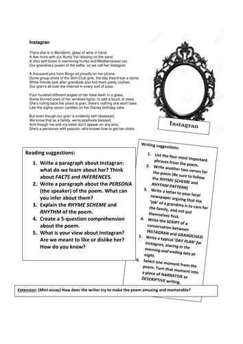Comedy Poetry - 'Instagran' | Teaching Resources