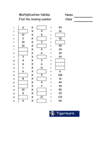 Times tables multiplication worksheet | Teaching Resources