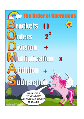 Order of Operations Poster - BODMAS - Maths Vocabulary Walls | Teaching ...