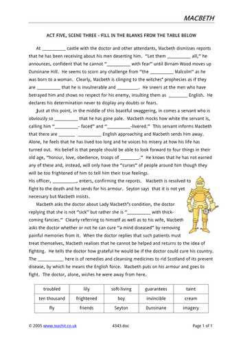 Macbeth - Act 5 | Teaching Resources