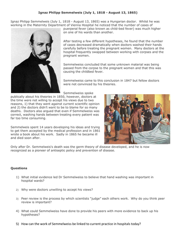 AQA- Infection & Response- Semmelweiss | Teaching Resources