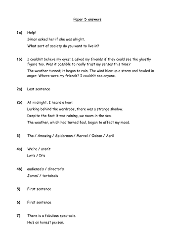 Spelling, punctuation and grammar test - Paper 5 | Teaching Resources