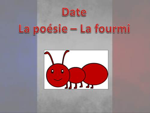 Year 8 French Literature Lesson - Studio 1 - La Fourmi | Teaching Resources