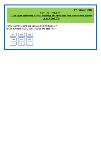 Year 5 Pattern Sniffing: I can count forwards and backwards in tens ...