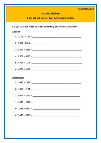 Year 5 Addition and Subtraction | Teaching Resources