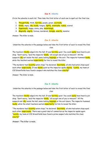 OFSTED murder mystery! Grammar Revision Activity | Teaching Resources