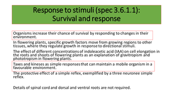 Survival and response AQA 3.6.1.1 | Teaching Resources