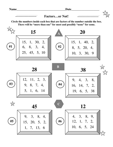 Factors or Multiples or Both PLUS Factors or Not (4 Worksheets ...