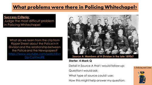 Edexcel History 9-1 Historical Enquiry - Whitechapel: Policing in ...