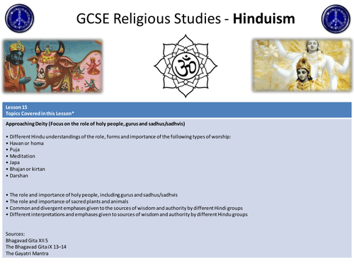 GCSE Hinduism - L15/20 [Holy People, Gurus, Guru, Sadhus, Yogis ...