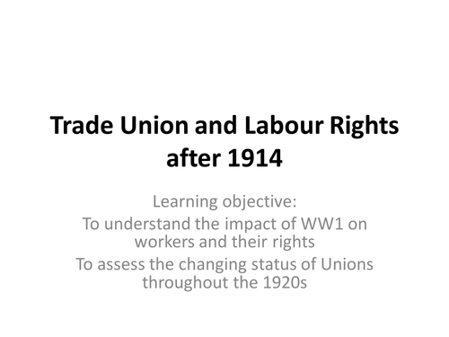 Labour Rights post WW1 and WW1 (OCR A Level Civil Rights in the USA ...